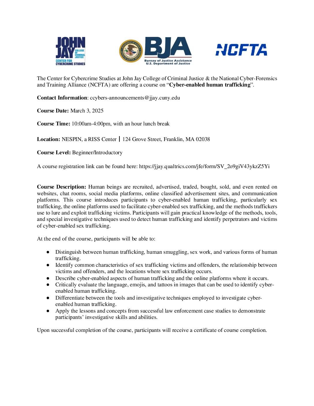 Cyber-enabled Human Trafficking Training - Center for Cybercrime ...